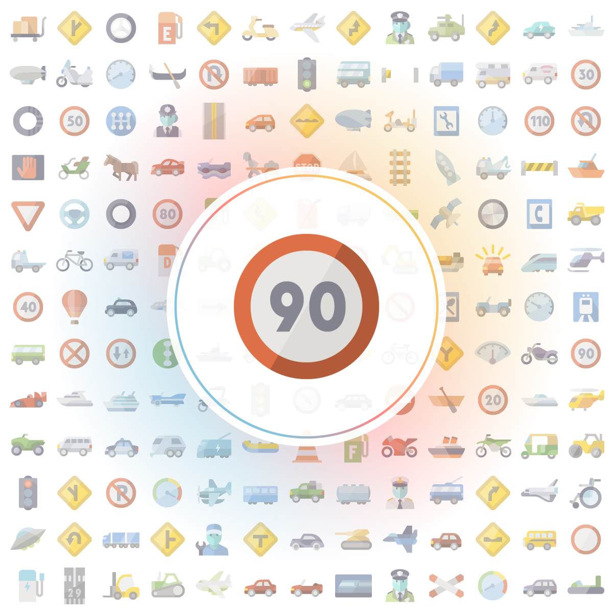 Sign max speed 90 Icons - Iconshock