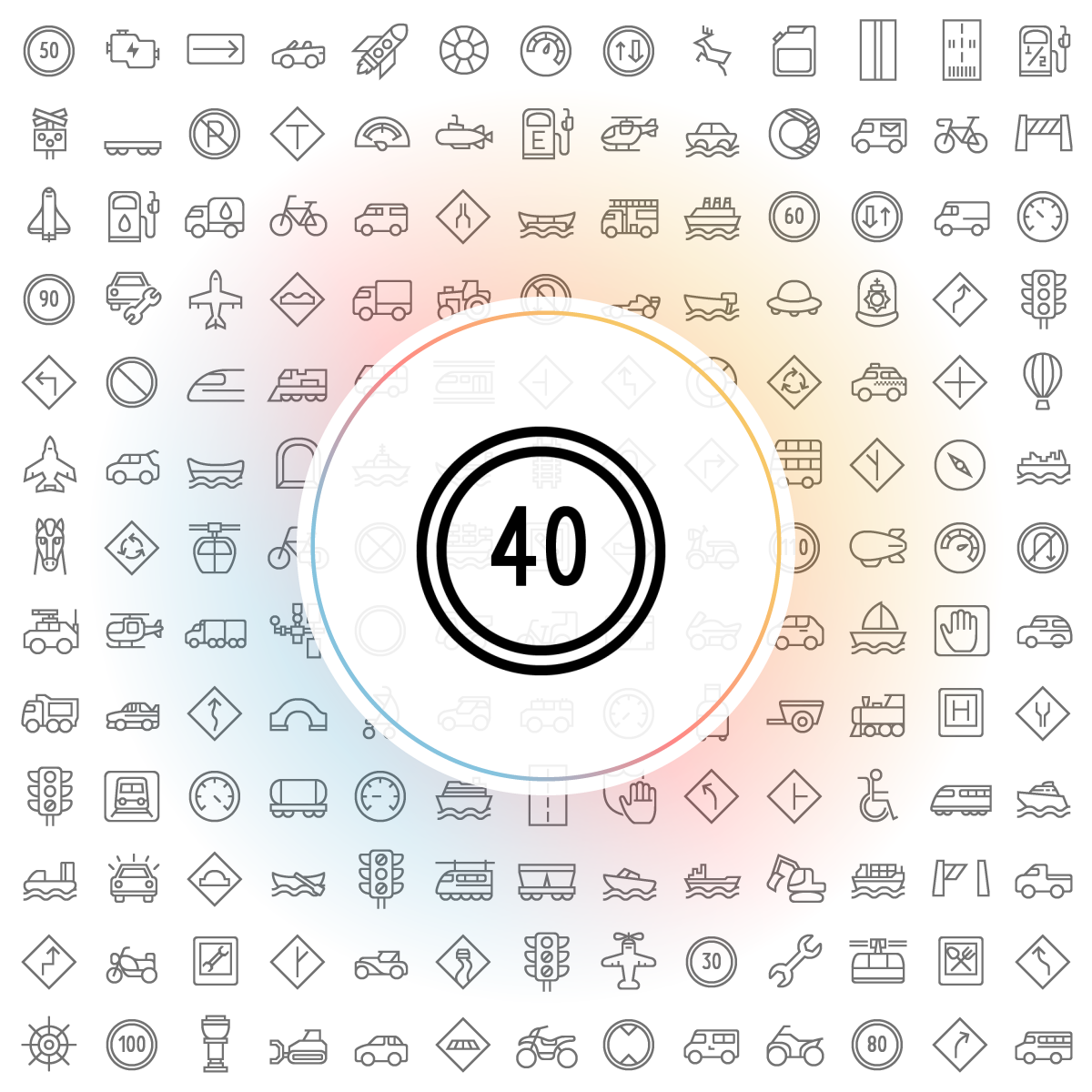 Sign max speed 40 Icons - Iconshock