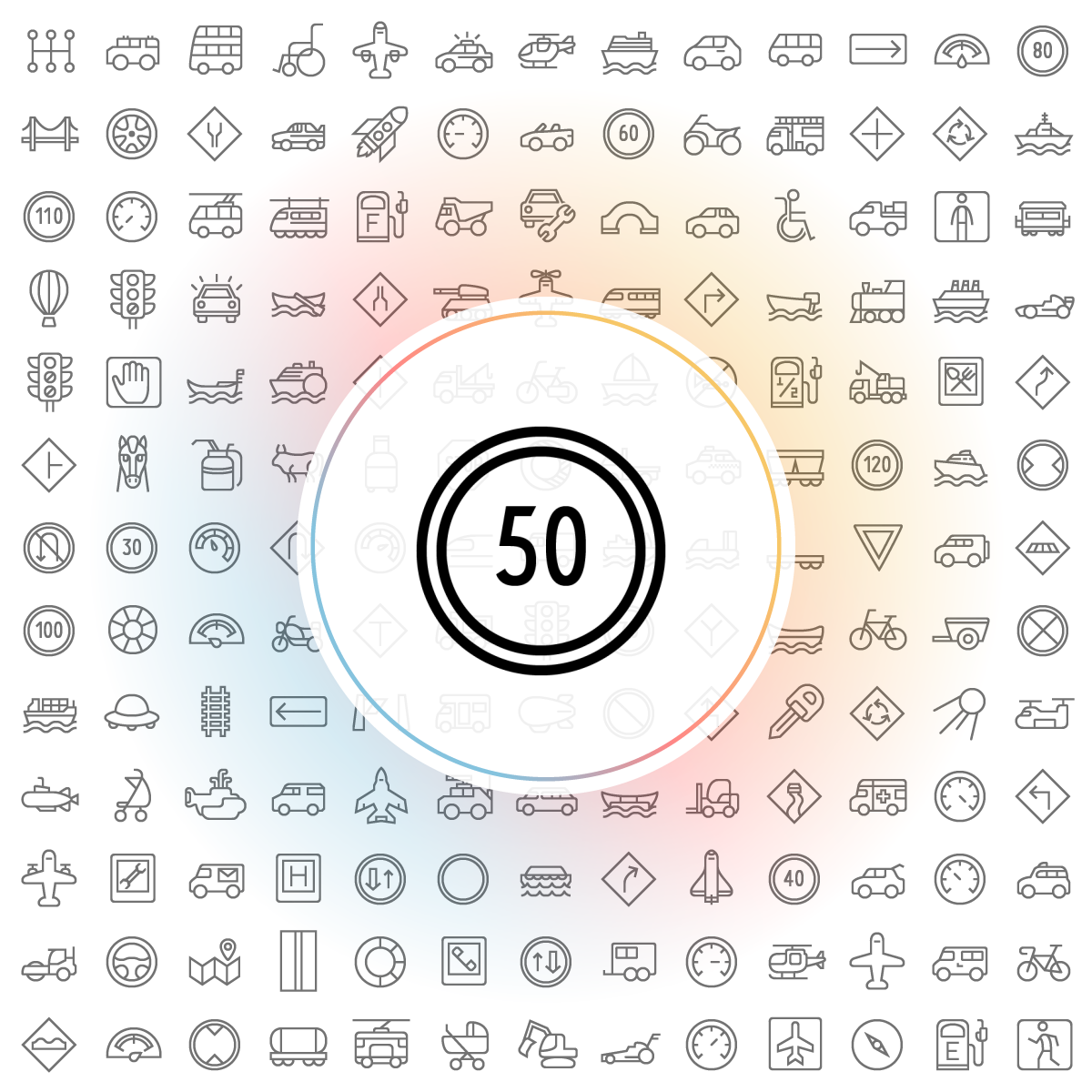 Sign max speed 50 Icons - Iconshock