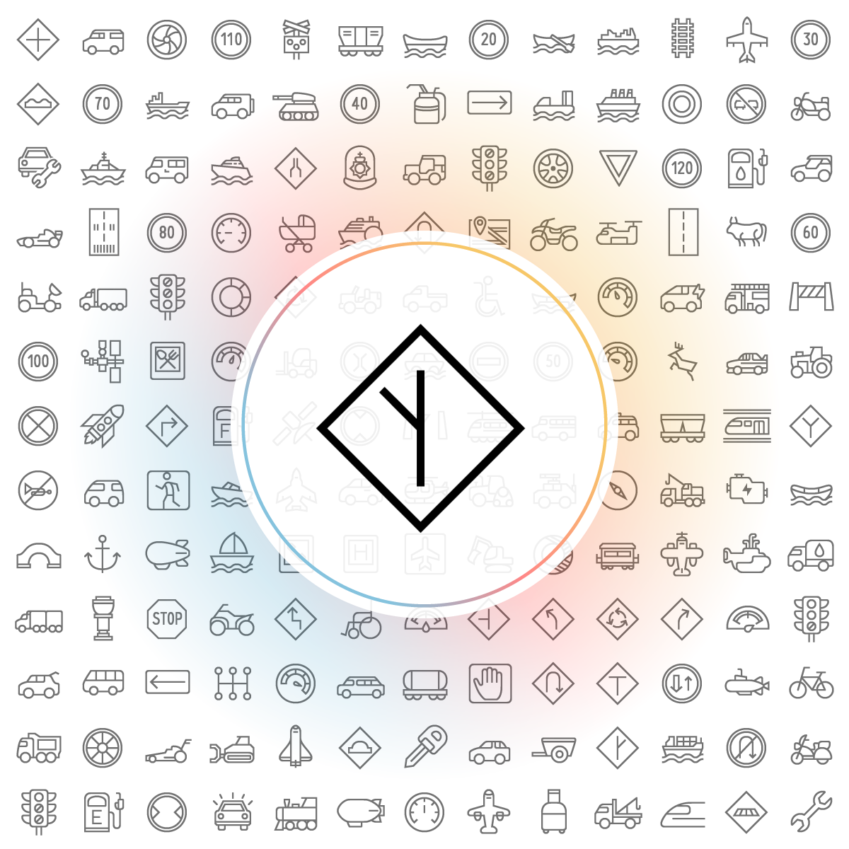 Sign y junction left Icons - Iconshock